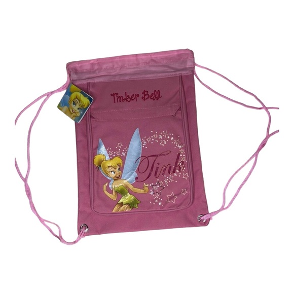 Disney | Other | Disney Tinkerbell Drawstring Backpack Cinch Sack Black ...
